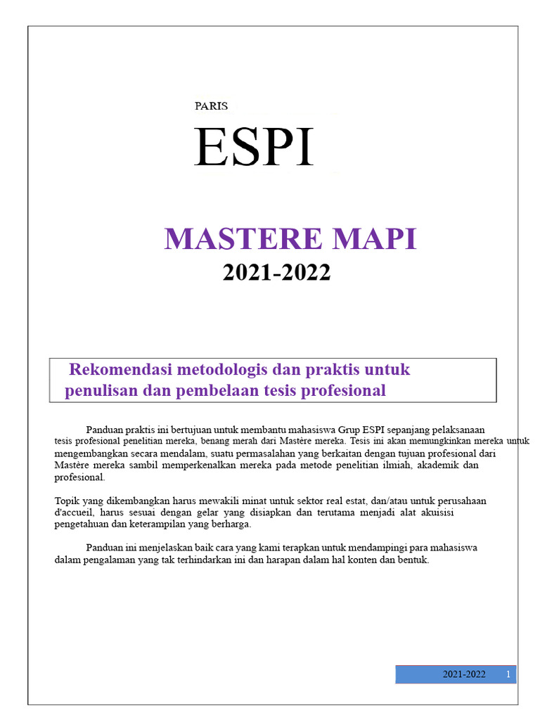 [BUKU METODOLOGI] TEZ PROFESIONAL - M2 MAPI 2021-2022 | PDF