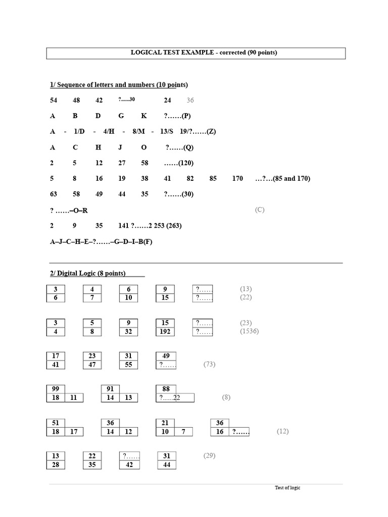 Example Logical Test Corrected | PDF