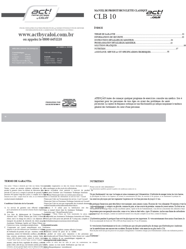 Manuel d'utilisation Bicyclette CLB 10 | PDF
