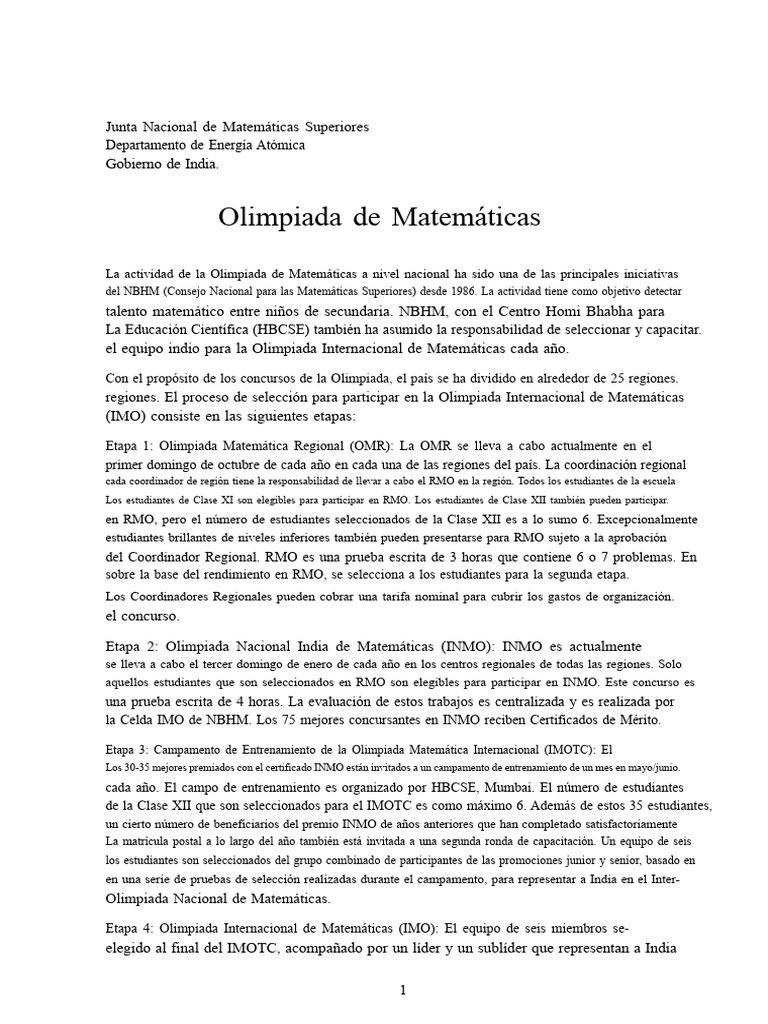 Libros de La Olimpiada de Matemáticas RMO, INMO, IMO | PDF ...