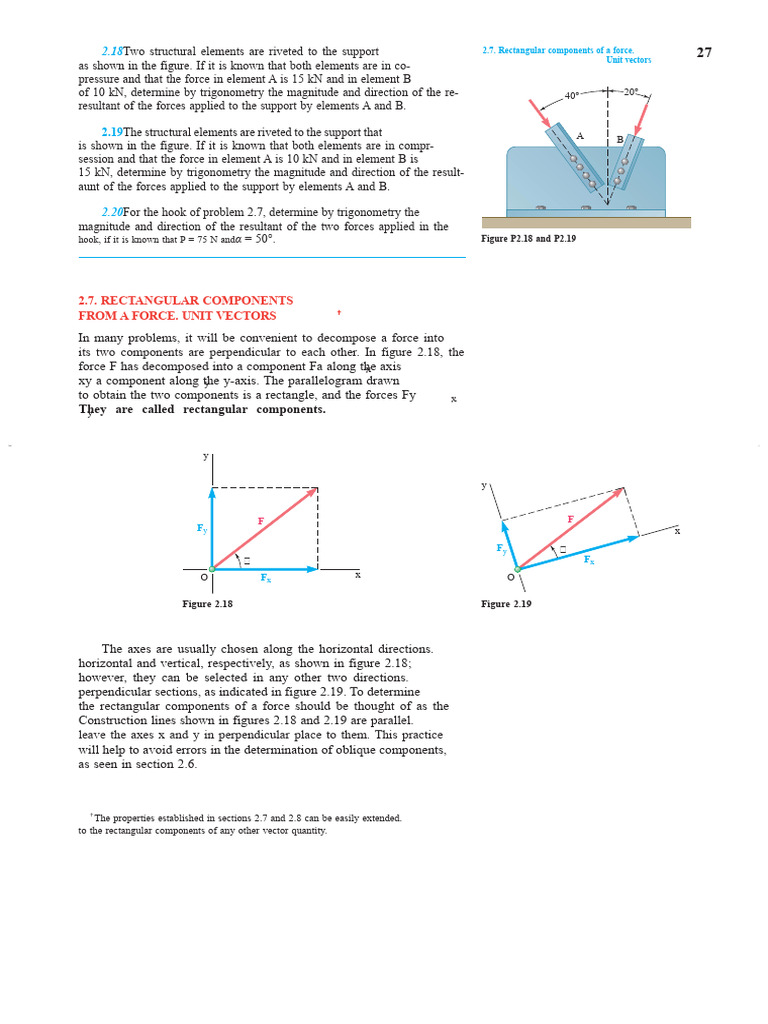 Vector Force Decomposition For Engineers Beer and Johnson 2 | PDF | Euclidean Vector | Force