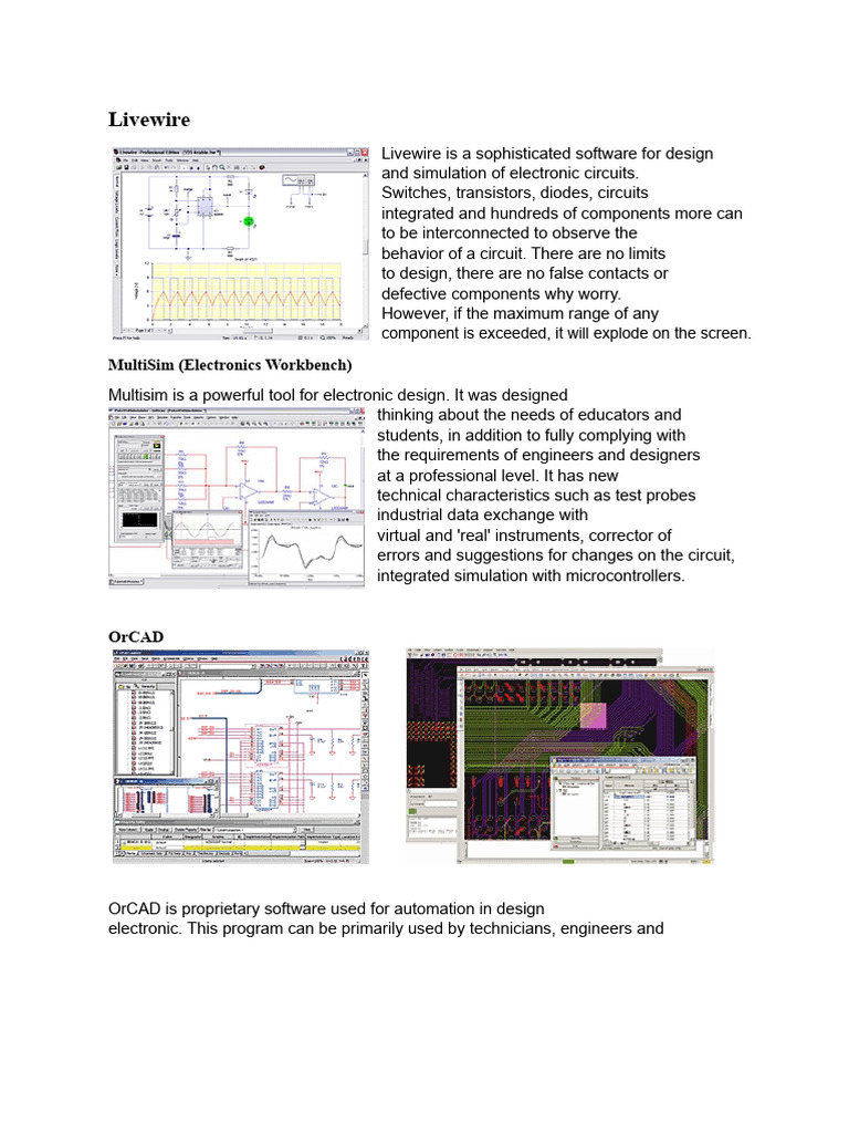 1.6 Simulation of Basic Circuits With Software Livewire, Pspice ...