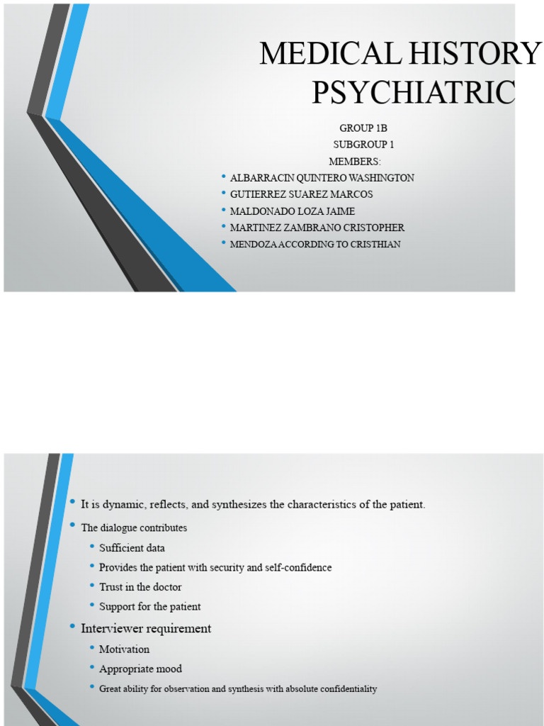 Psychiatric Clinical History | PDF | Psychiatry | Family