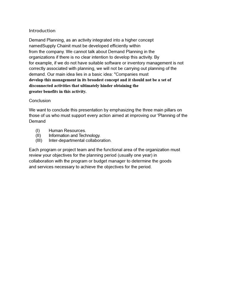 Introduction and Conclusion of The Planning Work | PDF