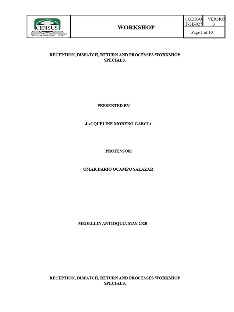 Reception and Dispatch Workshop Guide | PDF | Pharmacy | Humidity