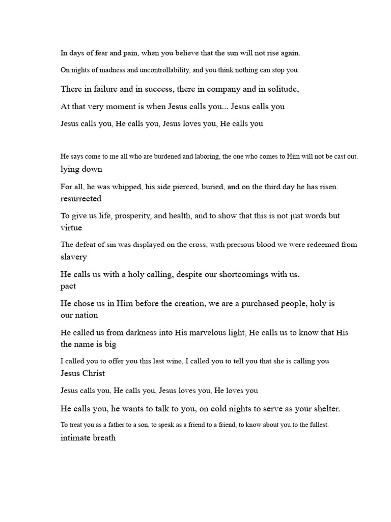 Jesus Calls You | PDF