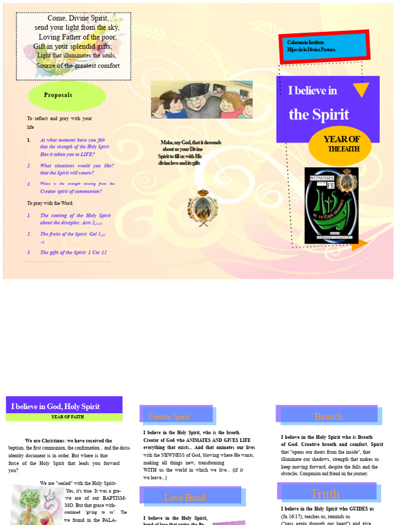 Trifold I BELIEVE IN GOD THE HOLY SPIRIT Year of Faith | PDF | Holy ...