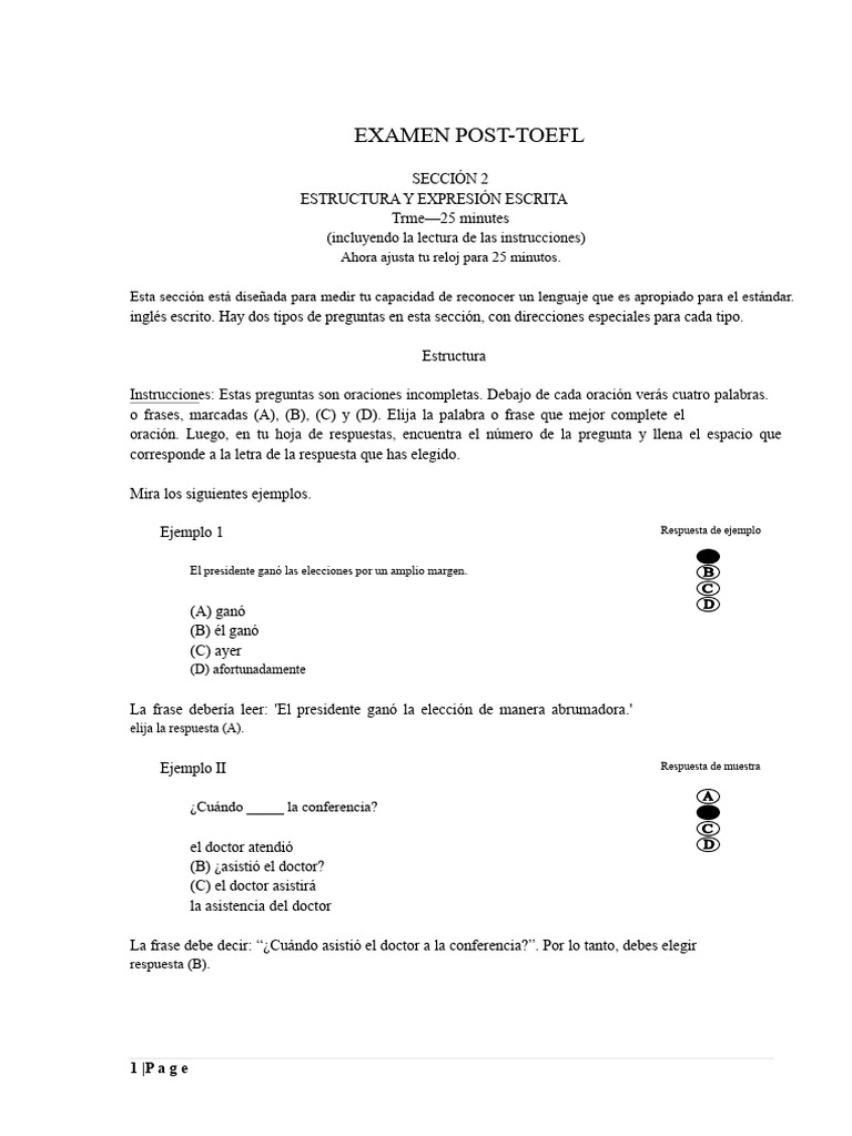 Estructura y Expresión Escrita Prueba Final PDF | PDF
