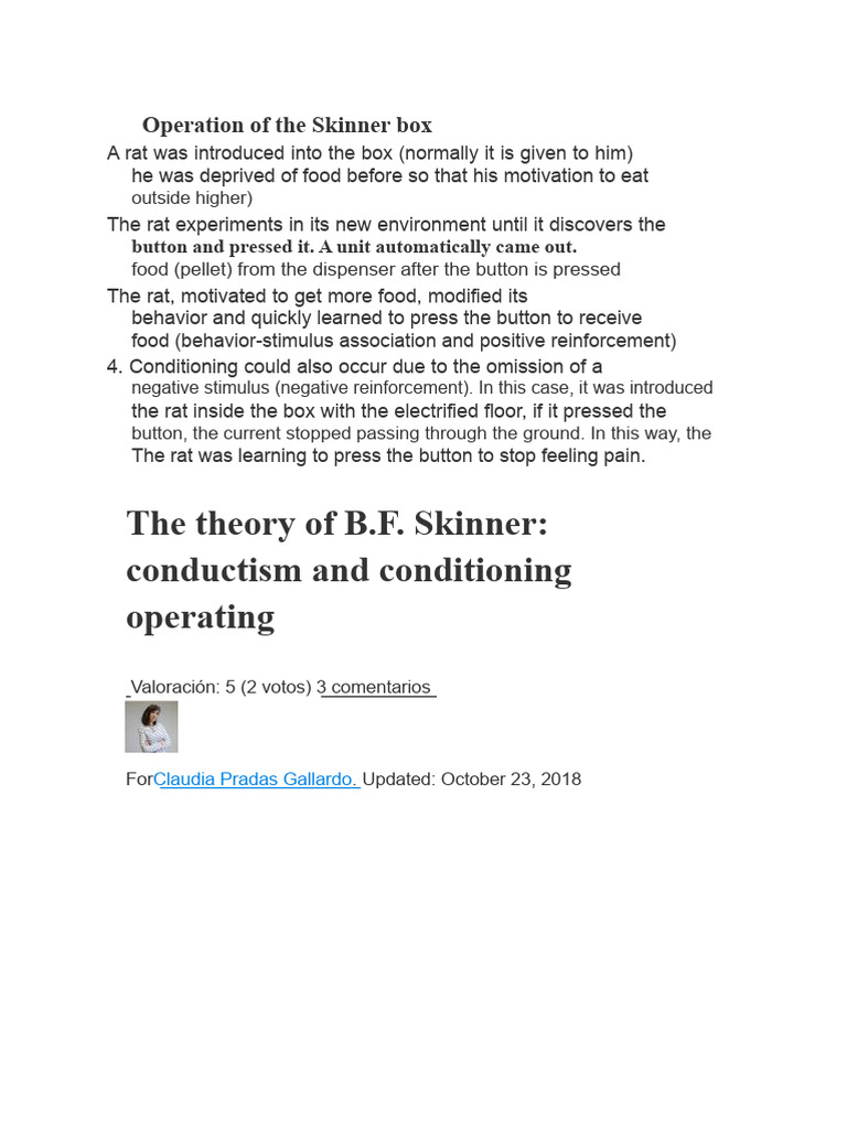 Skinner's Operant Conditioning Explained | PDF | Behaviorism ...
