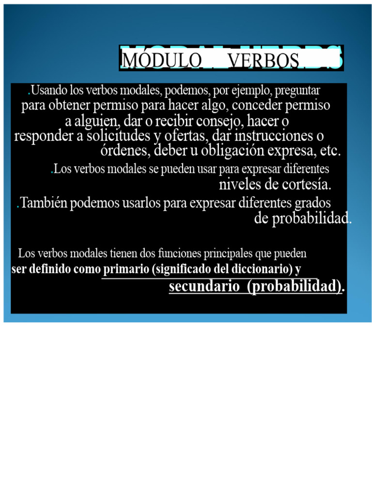 VERBOS MODALES.ppt | PDF | Verbo | Mecánica del lenguaje