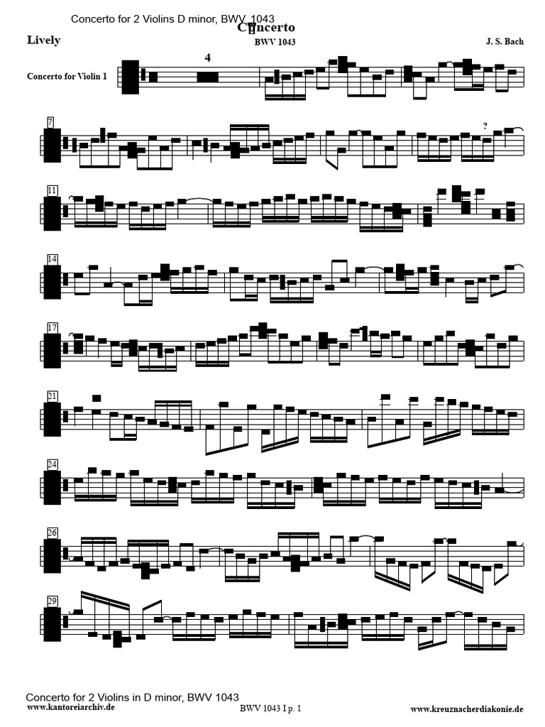 Concerto For 2 Violins D Minor, BWV 1043 - Sheet Music | PDF | Concerto ...