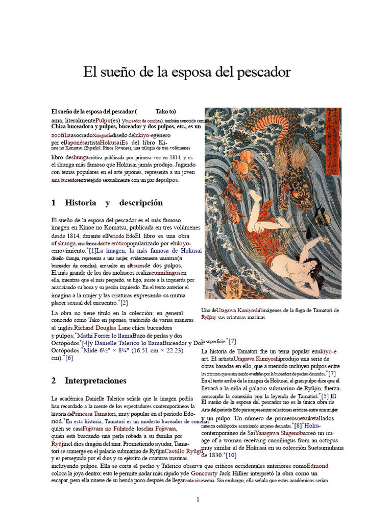 El sueño erótico del pescador y pulpos | PDF | Ukiyo E | Arte japonés