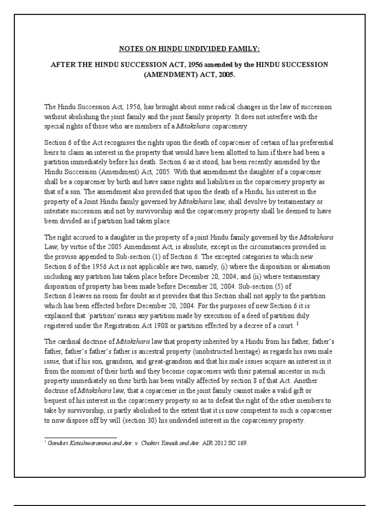 Hindu Undivided Family | PDF | Concurrent Estate | Property