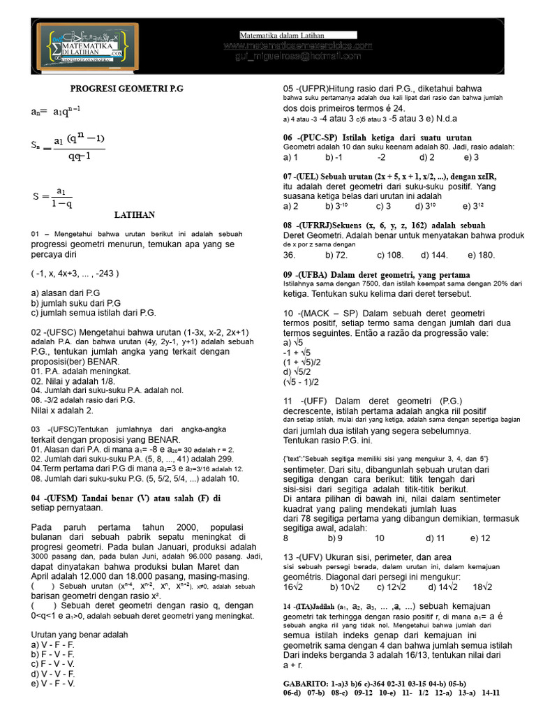Latihan - Deret Geometrik (P.G) | PDF