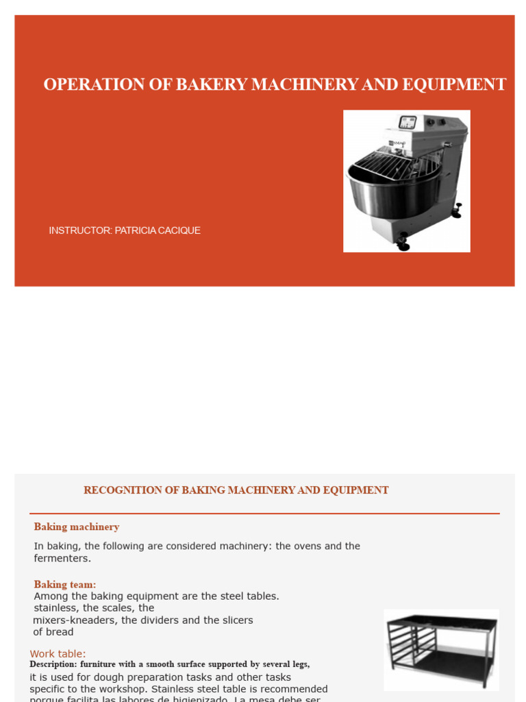 Bakery Machinery and Equipment Guide | PDF | Baking | Breads