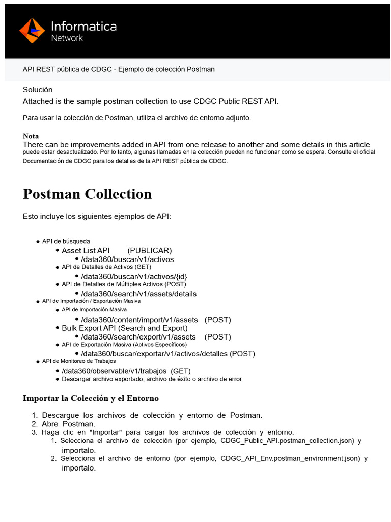 Colección de Postman de la API Pública de CDGC | PDF | Software | Ingeniería de software
