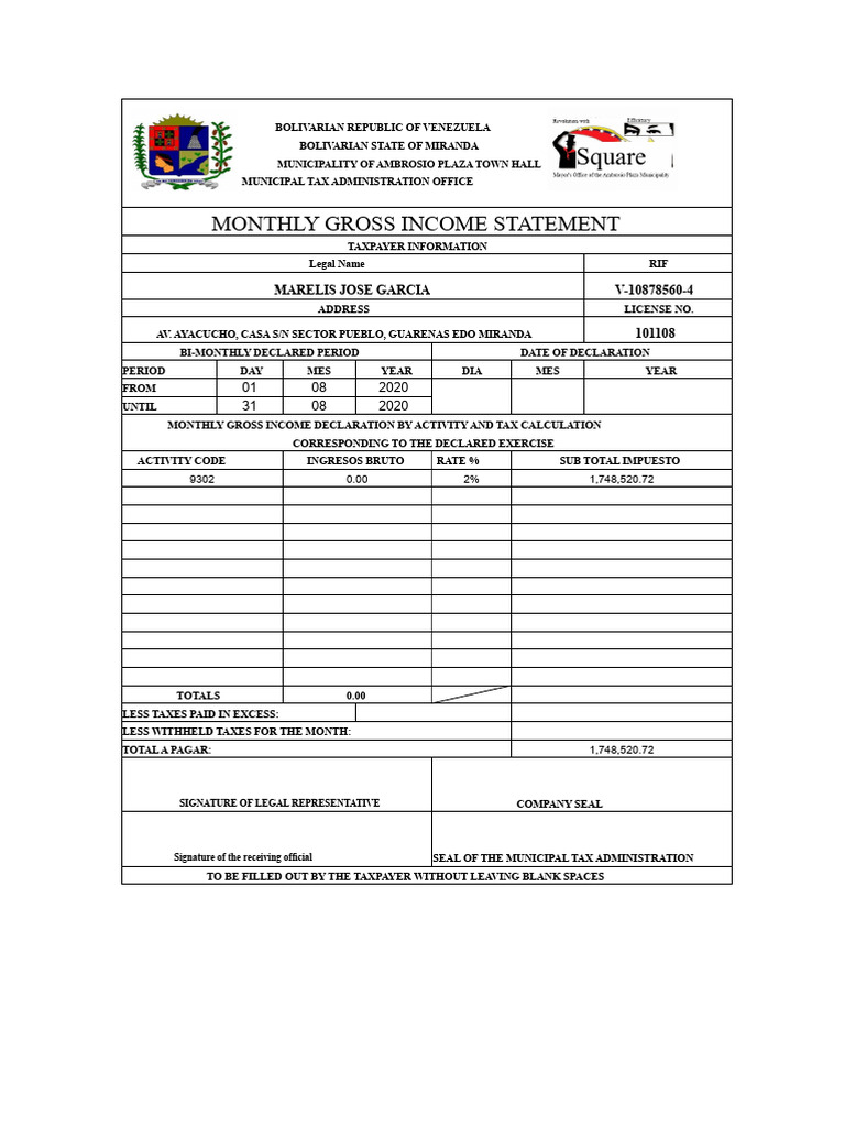 Monthly Gross Income Tax Statements | PDF | Taxes | Gross Income