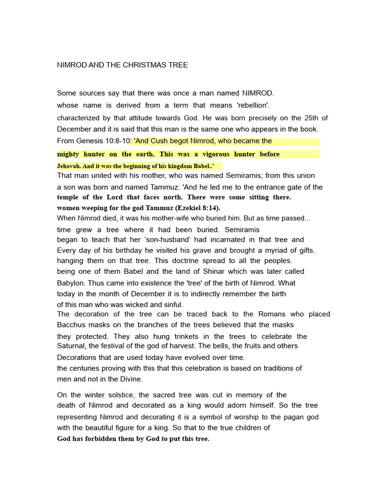 Nimrod's Legacy and the Christmas Tree | PDF