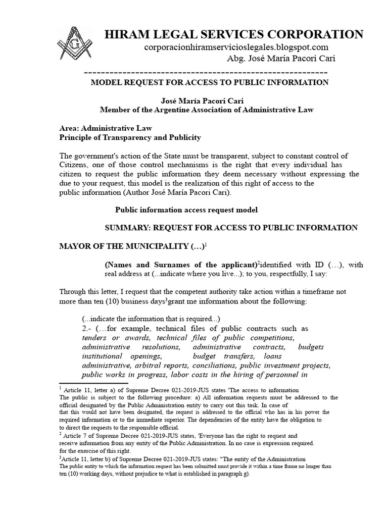 Public Information Access Request Model | PDF | Criminal Law | Government