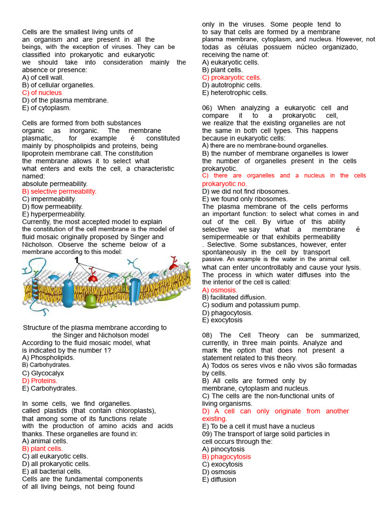 Plasma Membrane - Questions - Prof. Adão Marcos Graciano Dos Santos ...