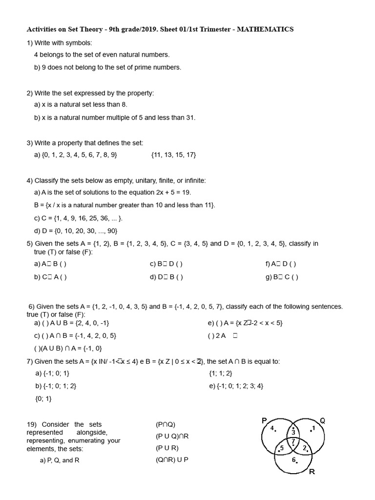 Task Set Theory Sheet 01 | PDF