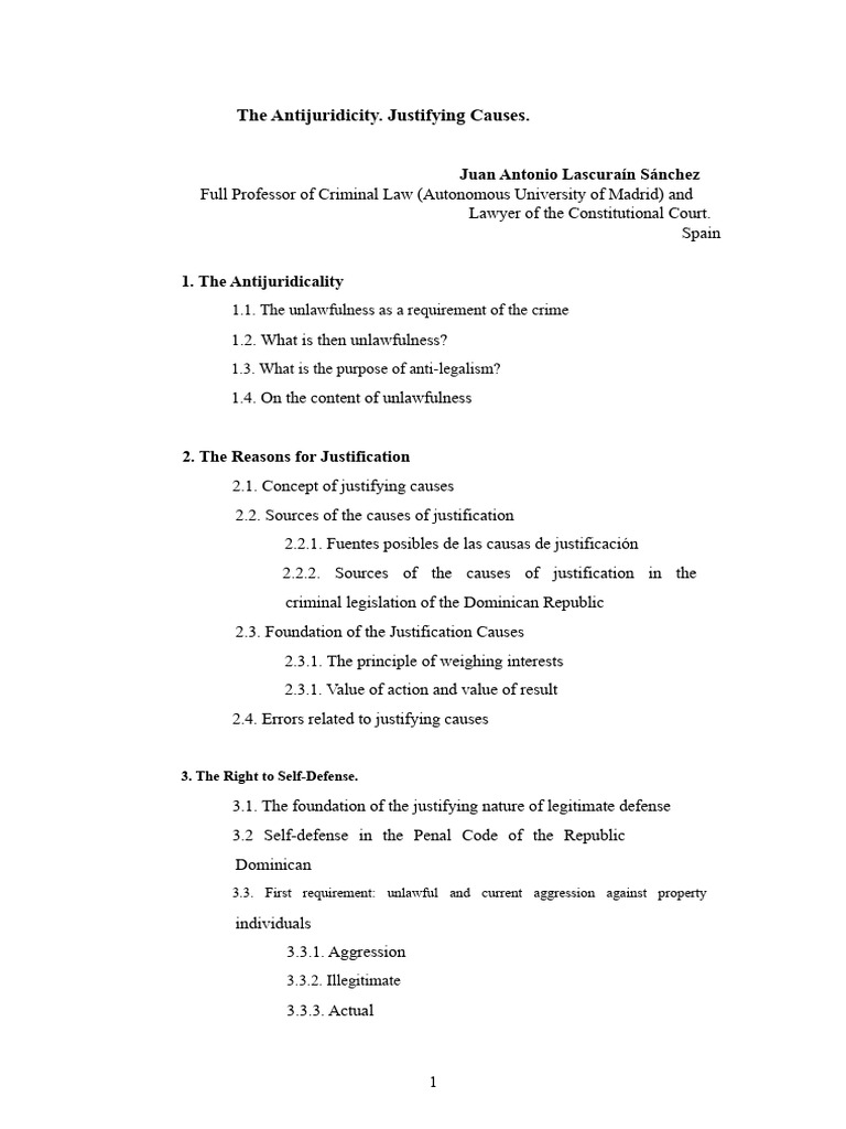 Antijuridicity and Justifying Causes in Law | PDF | Crimes | Crime ...