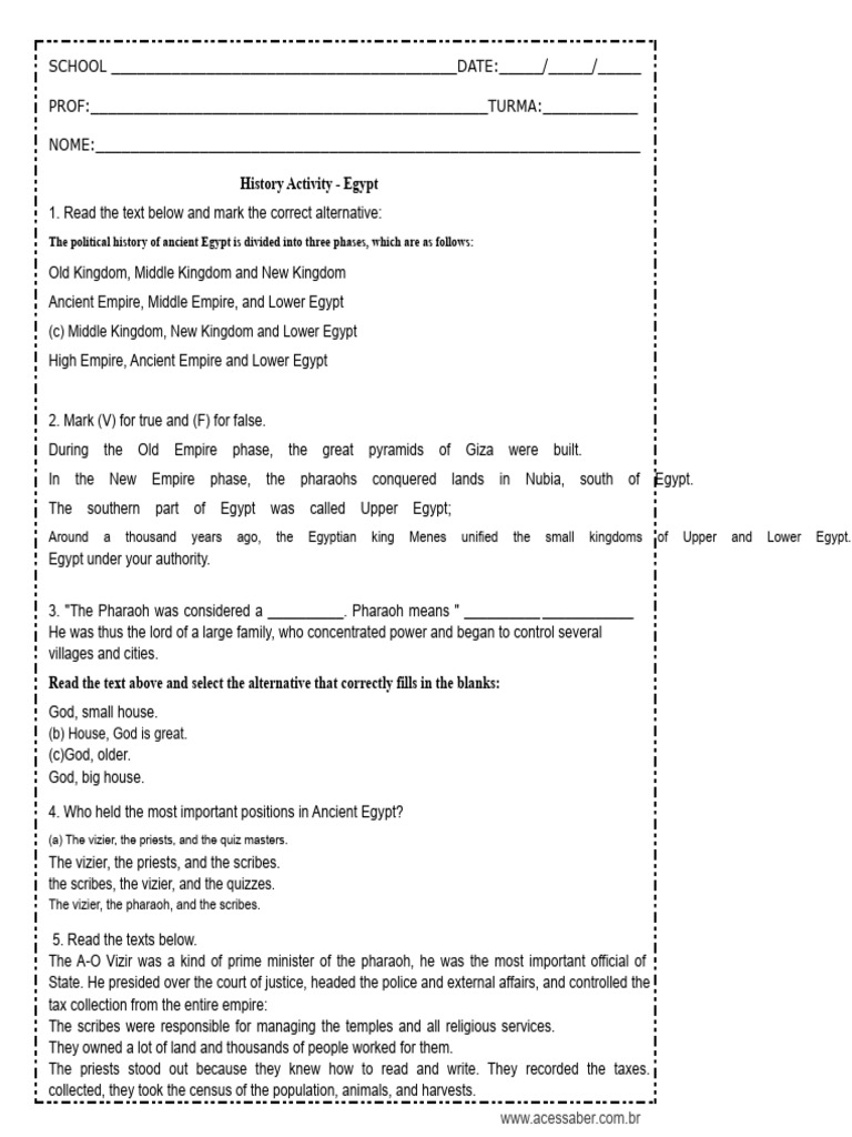 Ancient Egypt History Activity Guide | PDF | Ancient Egypt | Egypt