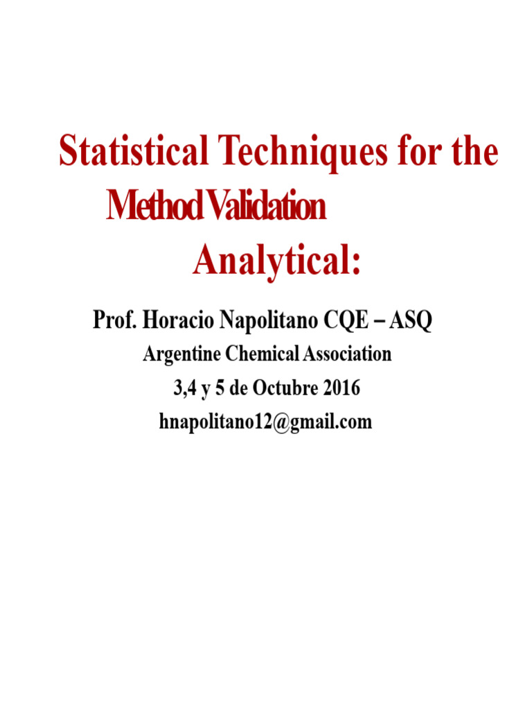 Statistical Techniques for Method Validation | PDF | Analysis Of ...