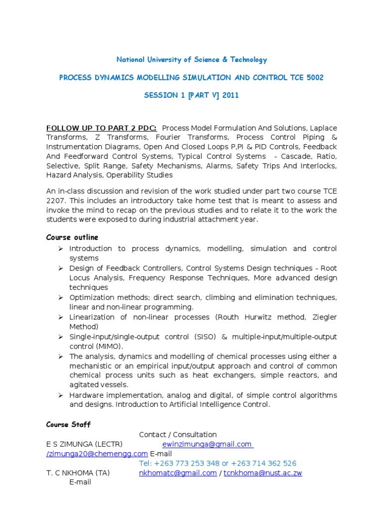 Tce5002 Introduction To PDC, Modelling Simulation & Control | PDF ... Tce5002 Introduction To PDC, Modelling Simulation & Control | PDF ...