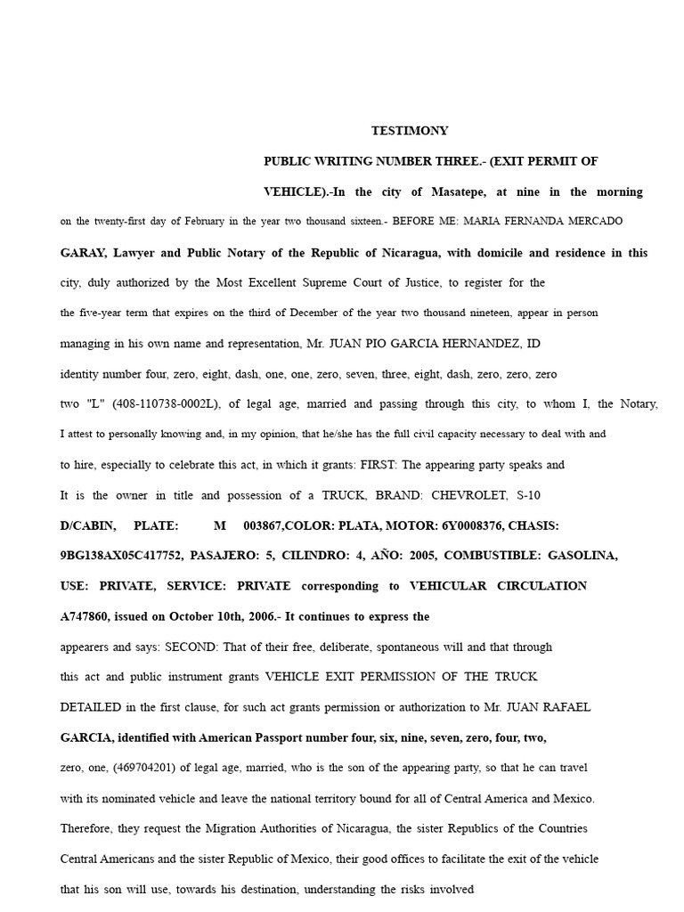 3 - Vehicle Exit Permit Nicaragua | PDF | Government | Justice