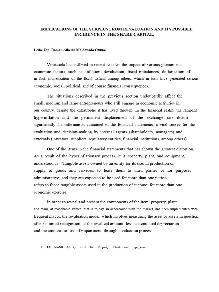 Implications of The Surplus From Revaluation and Its Incidences On ...