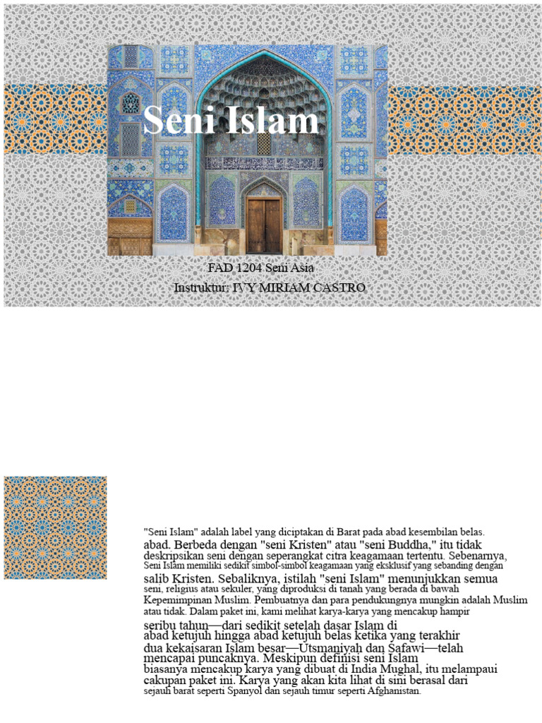 Eksplorasi Seni Islam: Sejarah dan Ciri-ciri | PDF