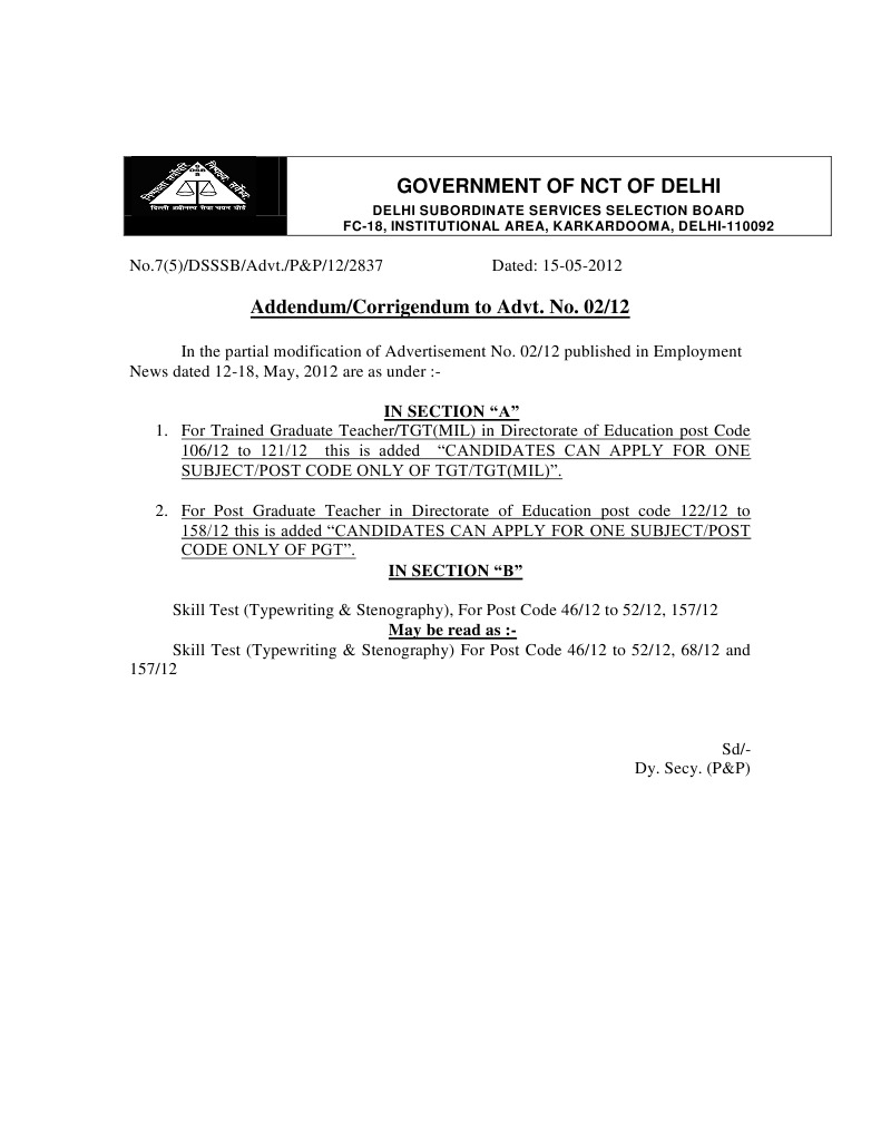 Corrigendum Addendum Advertisement | PDF | Business | Computers