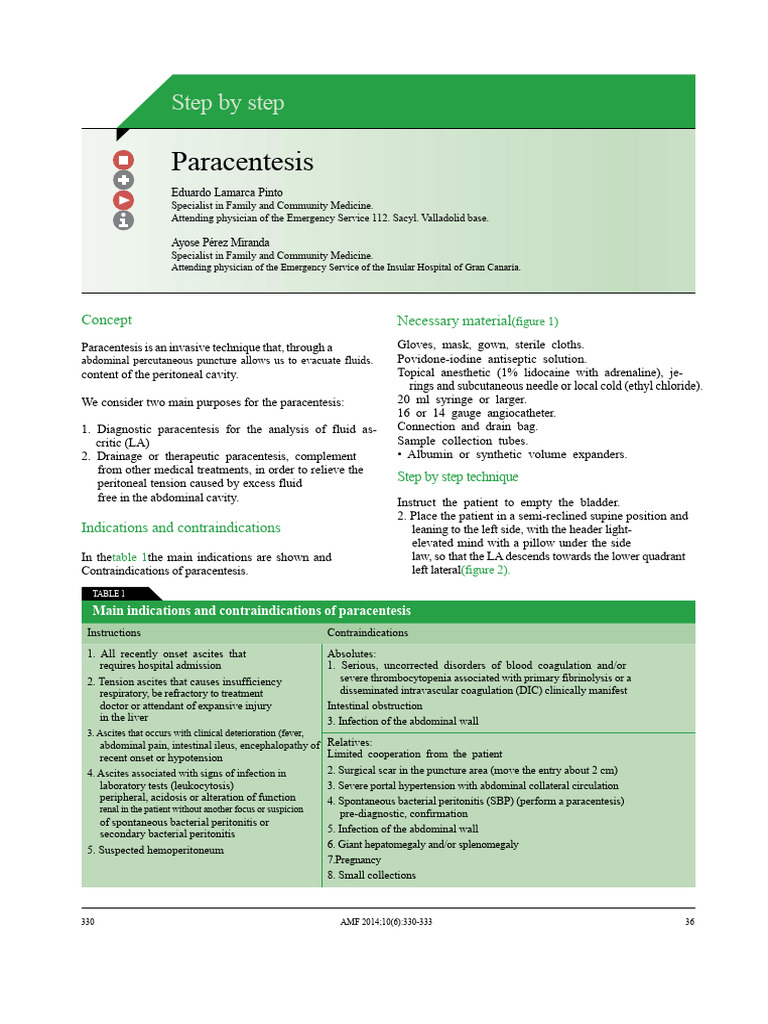 Paracentesis Procedure Guide | PDF | Medical Specialties | Clinical ...