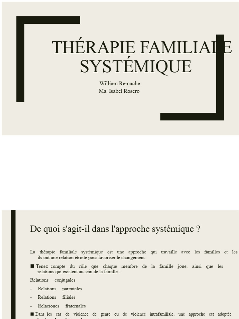 Thérapie Familiale Systémique : Approche et Techniques | PDF | Thérapie ...