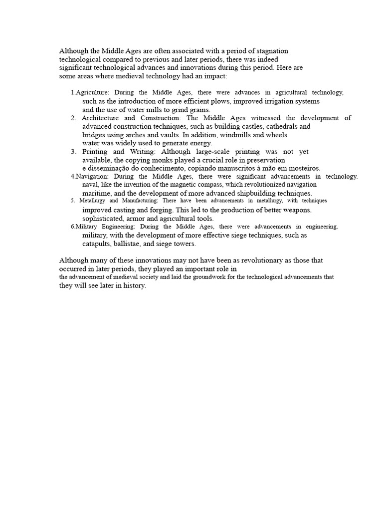 Technology in The Middle Ages | PDF