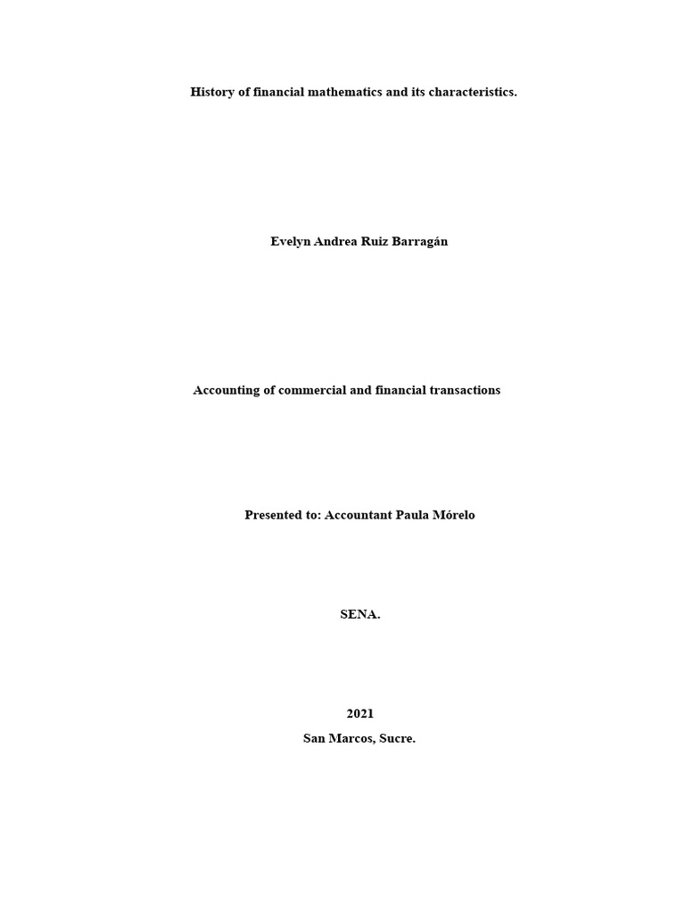 History of Financial Mathematics and Its Characteristics | PDF