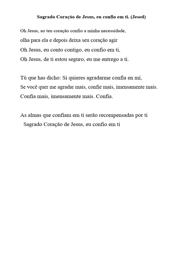 Sagrado Coração de Jesus Eu Confio em Ti | PDF