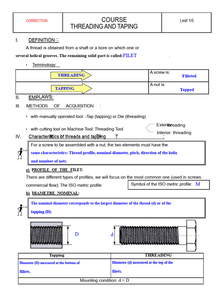 COURSE Threads Tapings Teacher PDF | PDF | Screw | Tools