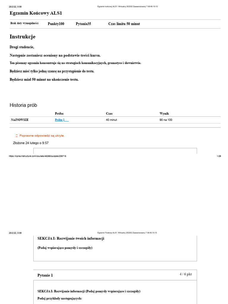 Egzamin Końcowy ALS1 Zaawansowany 7.PDF | PDF