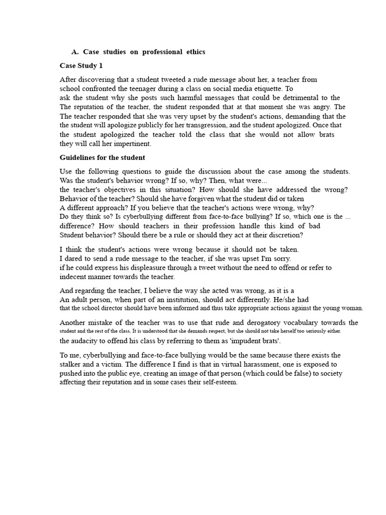 Professional Ethics Case Studies Analysis | PDF | Confidentiality ...
