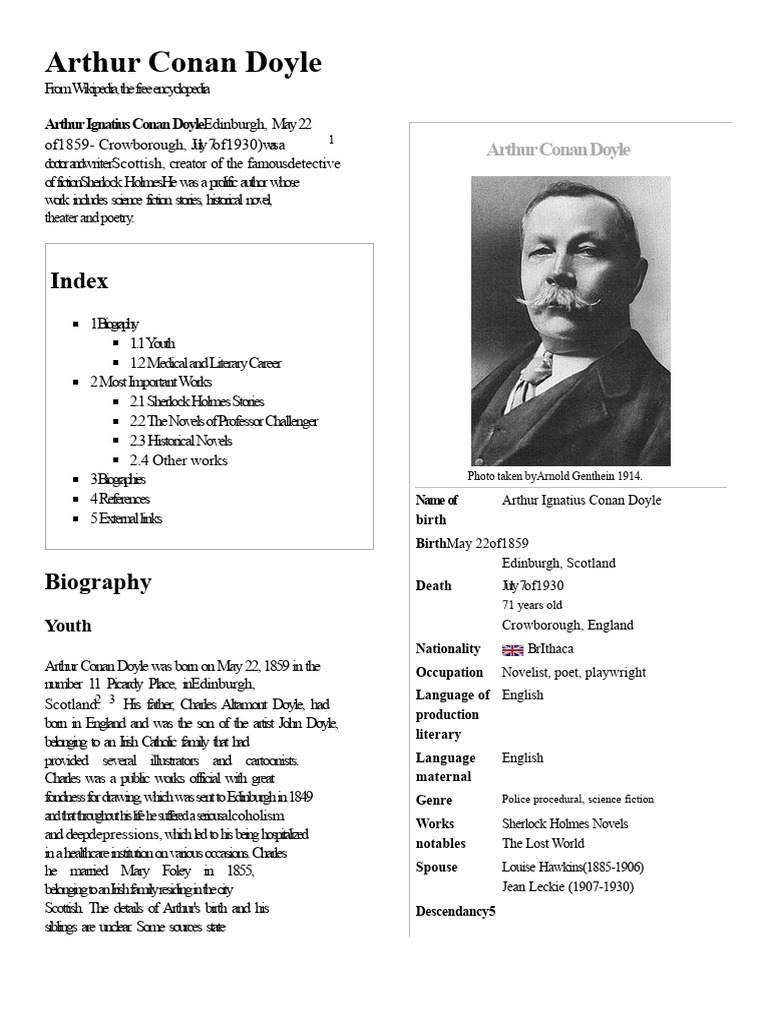 Arthur Conan Doyle - Biography | PDF | Arthur Conan Doyle | Sherlock Holmes