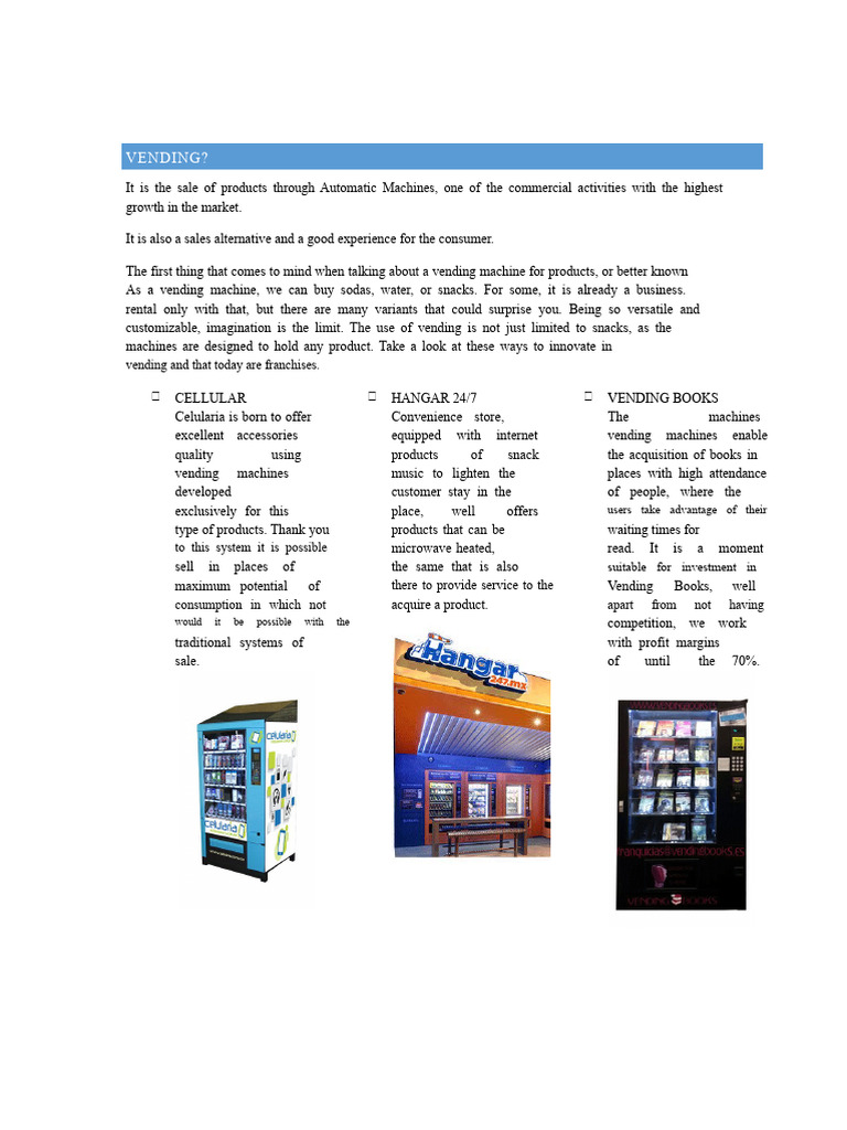 Innovative Vending Machine Business Guide | PDF | Vending Machine ...