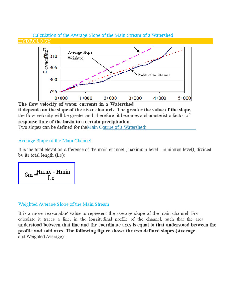 Calculation of The Average Slope of The Main Channel of A Watershed ...