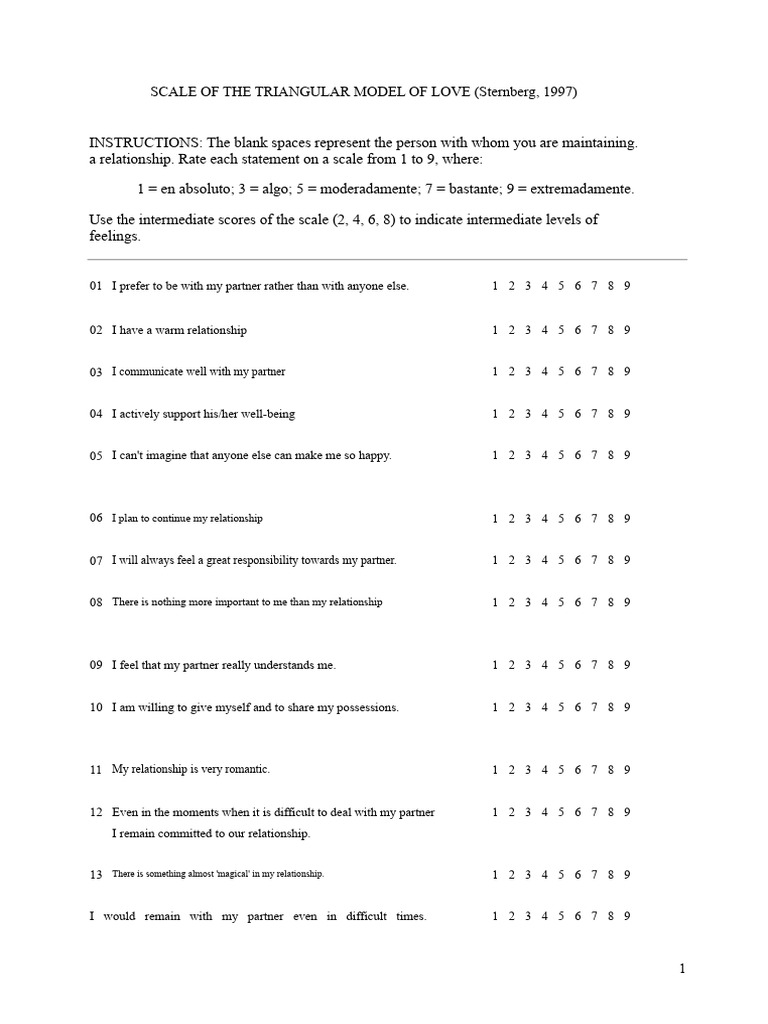 Sternberg's Components of Love Test | PDF | Love | Romance (Love)