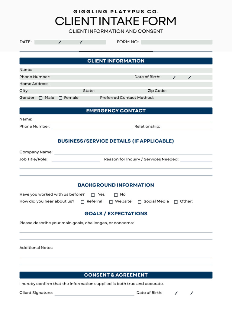 Client Intake Form Template | PDF