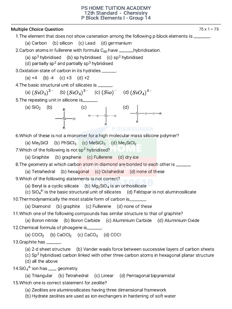12 - Ln.2 P Block Group 14 | PDF | Carbon | Silicate