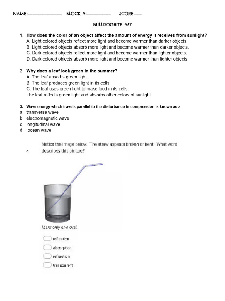 Light Exploration Stations - Student Sheet | PDF | Light | Waves