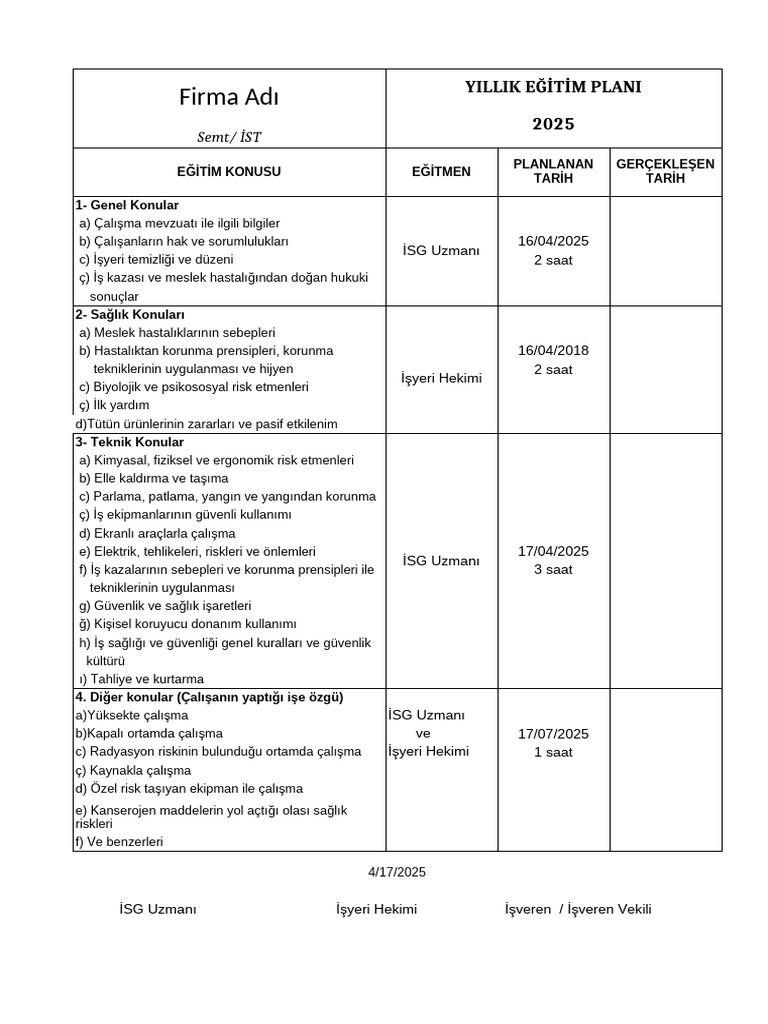 05 Yillik Eği̇ti̇m Plani | PDF
