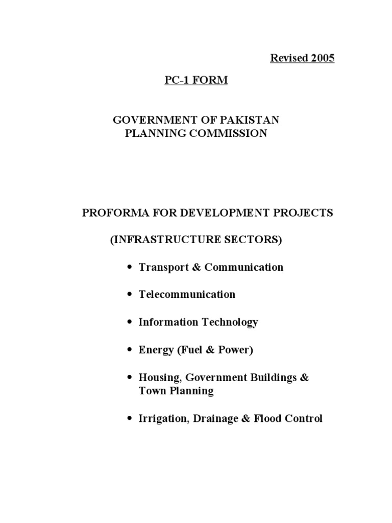 Pc-I (Infrastructure-Proforma For Development Projects) | PDF | Net ...